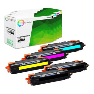 tct premium compatible toner cartridge replacement for hp 308a 311a q2670a q2681a q2682a q2683a works with hp color laserjet 3700 3700dn 3700dtn 3700n printers (black, cyan, magenta, yellow) - 5 pack