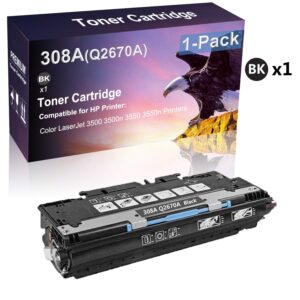 1 pack (black) compatible 308a | q2670a printer toner cartridge use for hp color laserjet 3500 3500n 3550 3550n printer(high capacity)