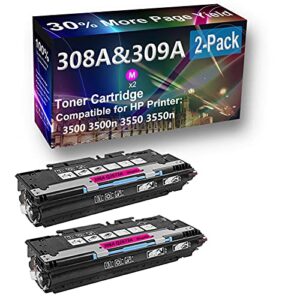 2-pack (magenta) compatible high capacity 308a (q2673a) toner cartridge use for hp 3500 3500n printer