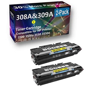 2-pack (yellow) compatible high capacity 308a (q2672a) toner cartridge use for hp 3500 3500n printer