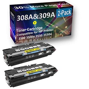 2-pack (yellow) compatible high yield 308a (q2672a) toner cartridge use for hp 3550n printer