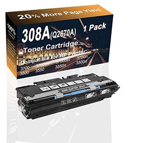 1-Pack (Black) Compatible High Capacity 308A Q2670A Printer Cartridge use for HP 3700 3500 3550 3700n Printer