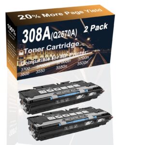 2-pack (black) compatible high capacity color 308a q2670a printer toner cartridge use for hp 3700 3500 3550 3700n printer