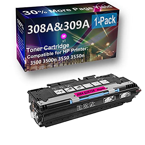 1-Pack (Magenta) Compatible 3550 Printer Toner Cartridge High Capacity Replacement for HP (Q2673A) 308A Toner Cartridge