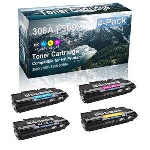 4-pack (bk+c+y+m) compatible high capacity 308a 309a | q2670a q2671a q2672a q2673a toner cartridge use for hp 3500 3500n 3550 3550n printer