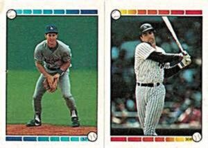 1989 topps stickers baseball #57/308a steve sax/jack clark los angeles dodgers/new york yankees mike greenwell sticker back official mlb 1.5 inch x 2.5 inch tall album sticker