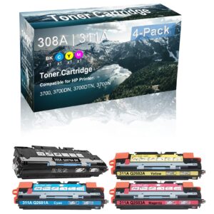 4-pack (bk+c+y+m) compatible high capacity 308a 311a | q2670a q2681a q2682a q2683a toner cartridge use for hp 3700 3700dn 3700dtn 3700n printer