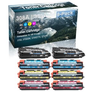 8-pack (2bk+2c+2y+2m) compatible high yield 308a 311a | q2670a q2681a q2682a q2683a laser printer toner cartridge use for hp 2500l 2500n printer