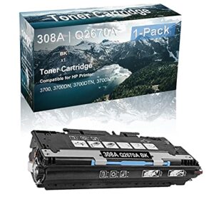 1-pack (black) compatible 3700 3700dn 3700dtn 3700n printer toner cartridge high capacity replacement for hp 308a | q2670a toner cartridge