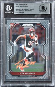 bengals tee higgins signed 2020 panini prizm #308a rookie card bas slabbed - football slabbed rookie cards