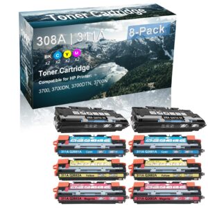 8-pack (2bk+2c+2y+2m) compatible high capacity 308a 311a | q2670a q2681a q2682a q2683a toner cartridge use for hp 3700 3700dn 3700dtn 3700n printer