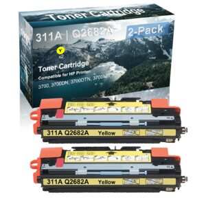 2-pack (yellow) compatible high yield 308a 311a | q2682a laser printer toner cartridge use for hp 2500l 2500n printer