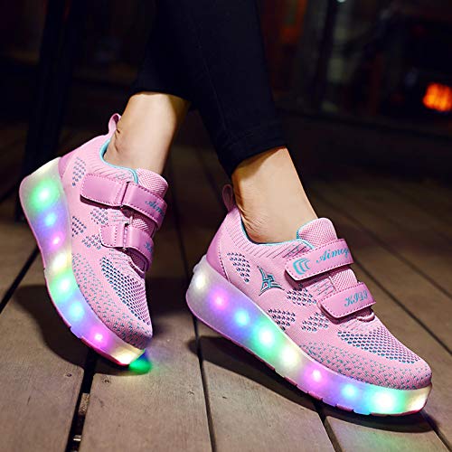 Nsasy Roller Shoes USB Charge Girls Boys Sneakers with Wheels LED Roller Skates Shoes