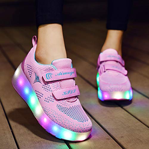 Nsasy Roller Shoes USB Charge Girls Boys Sneakers with Wheels LED Roller Skates Shoes