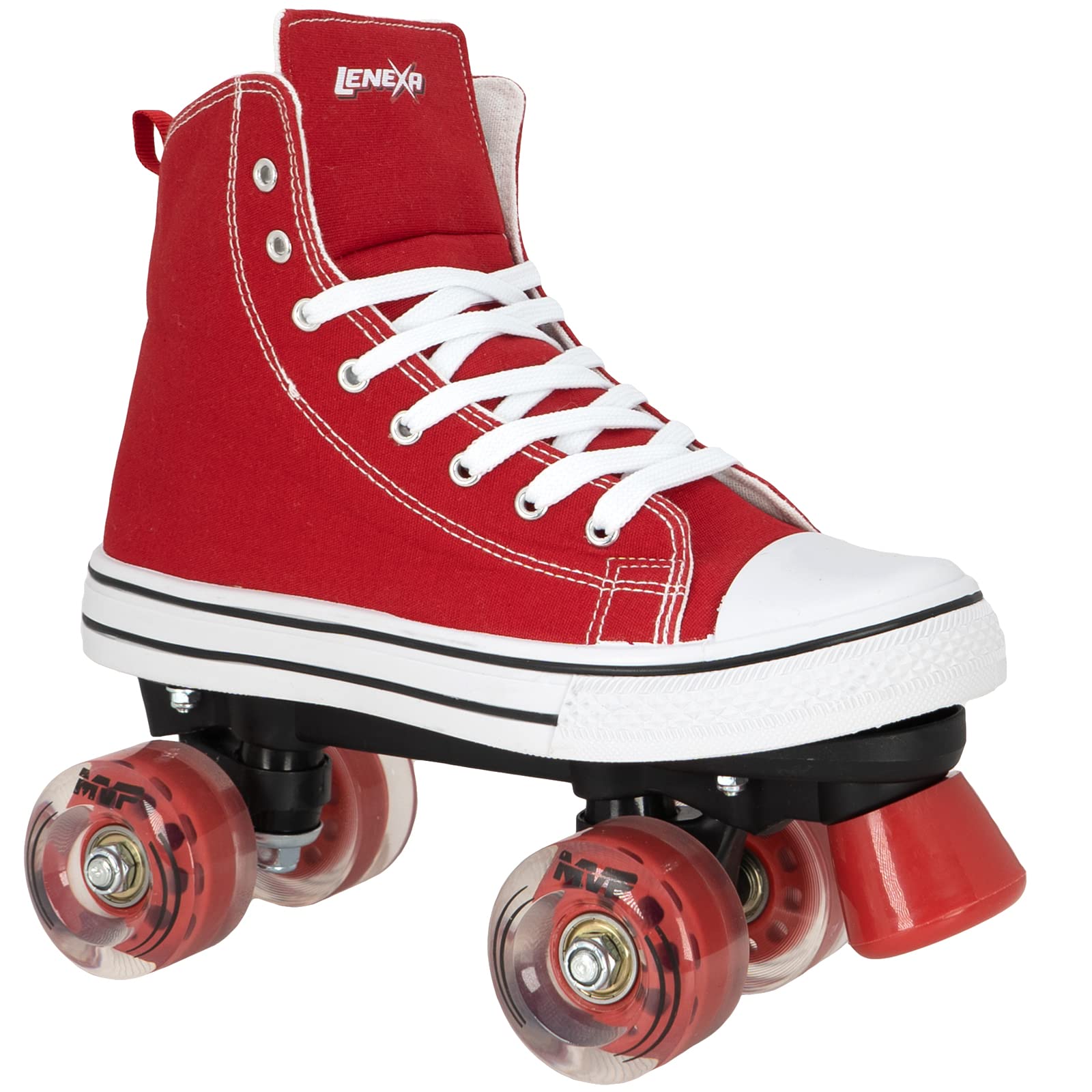 Lenexa MVP 2.0 Roller Skates for Kids and Adults | Roller Skate Shoes for Men and Women | Outdoor High-Top Sneaker Roller Shoes | Full Lace Up Ankle Support | Red (Ladies 5)