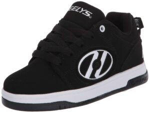 heelys boys' voyager tennis shoe, black/white, 4 m us big kid