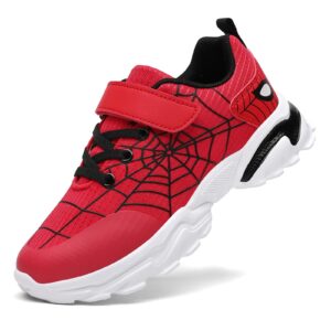 wolidio little/big kids boys girls sneakers lightweight running tennis shoes breathable sport athletic fitness & cross-training shoes red and black size 8.5 toddler