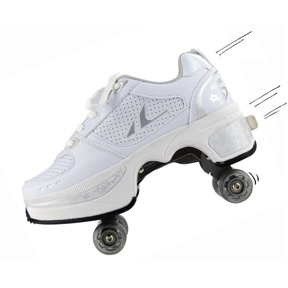 Roller Skates for Women,Shoes with Wheels for Girls,Kick Rollers Shoes Retractable for Boys, Adult Parkour Quad Roller Shoes,Inline Skates Children'sOutdoor Skates,A-7.5