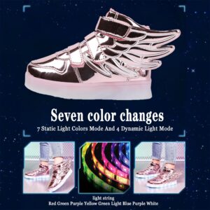 MAQLPC Kids LED Light Up Shoes Boys Girls USB Chargable Dancing Sneakers for Halloween Christmas Party Pink 31