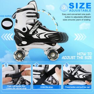 ZHUKAIKJ Roller Skates for Boys and Girls Adjustable Roller Skates for Toddler Kids Roller Skates 4 Sizes with Light up Wheels, for Women and Men, Small