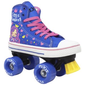 lenexa roller skates for girls - pixie little princess kids quad roller skate - indoor, outdoor children's skate - roller skates made for kids - high top sneaker style - great for beginners (j12)