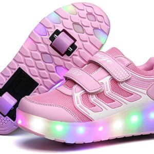 Child Roller Skates LED Sport Sneakers Rechargeable Roller Shoes for Boys Girls 10.5 M US Toddler