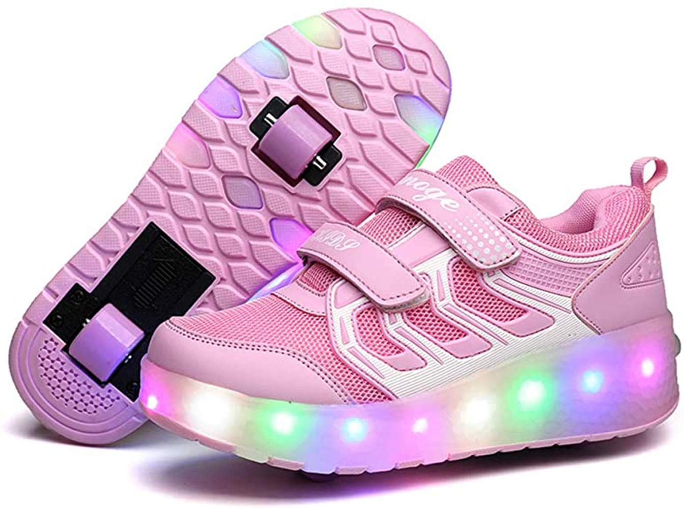 Child Roller Skates LED Sport Sneakers Rechargeable Roller Shoes for Boys Girls 10.5 M US Toddler