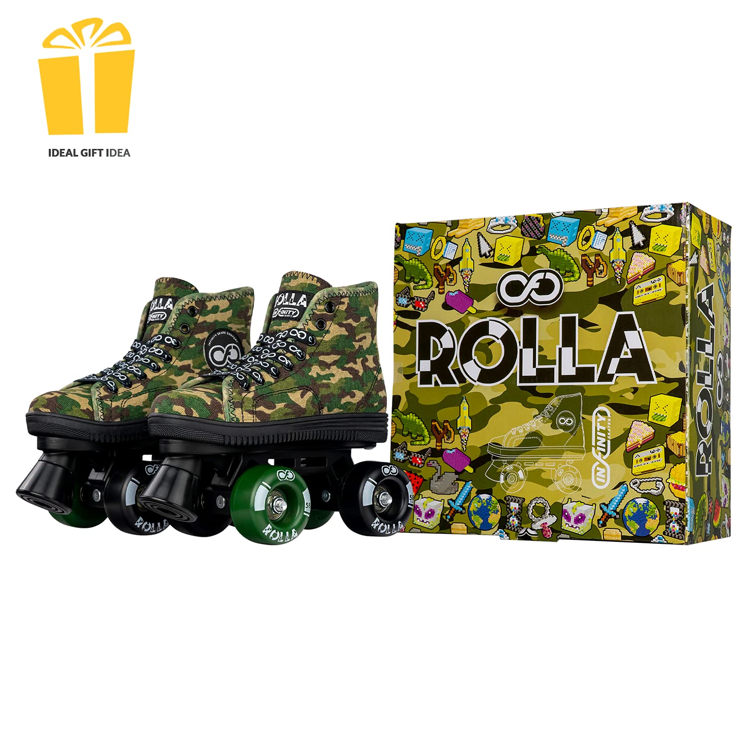 Crazy Skates Rolla Roller Skates for Boys and Girls - Sneaker-Style Kids Quad Skates Camo (Size: Mens 3 / Womens 3)