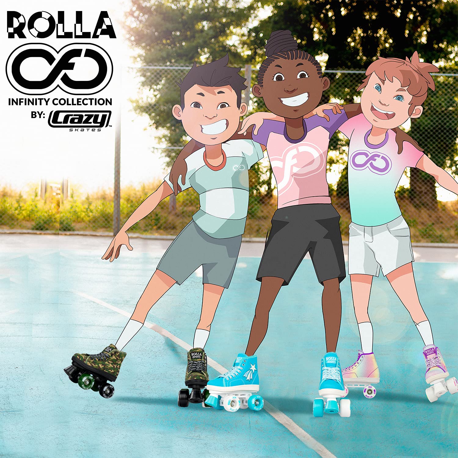 Crazy Skates Rolla Roller Skates for Boys and Girls - Sneaker-Style Kids Quad Skates Camo (Size: Mens 3 / Womens 3)