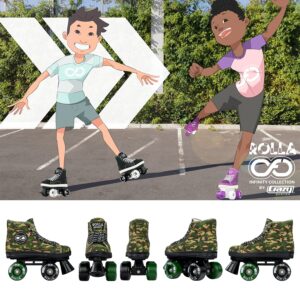 Crazy Skates Rolla Roller Skates for Boys and Girls - Sneaker-Style Kids Quad Skates Camo (Size: Mens 3 / Womens 3)