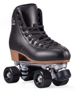 papaison roller skates for women and girls, deluxe 2 layer microfiber leather double row-classic roller skates for men, professional outdoor indoor quad-skates for kids & adults