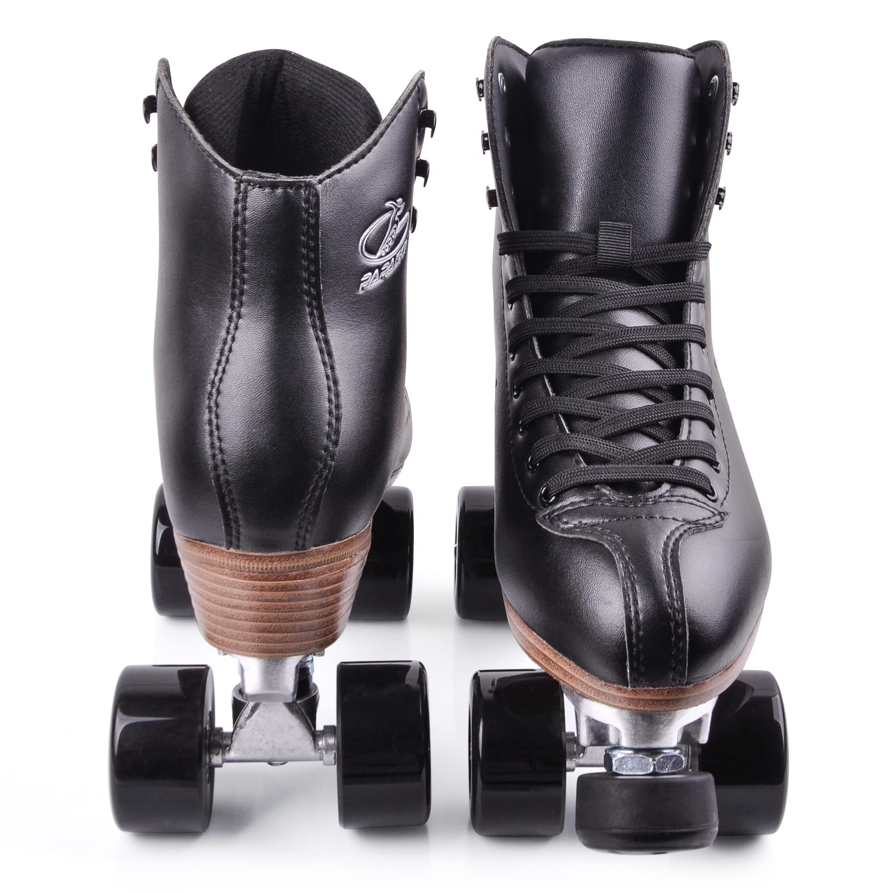 PAPAISON Roller Skates for Women and Girls, Deluxe 2 Layer Microfiber Leather Double Row-Classic Roller Skates for Men, Professional Outdoor Indoor Quad-Skates for Kids & Adults