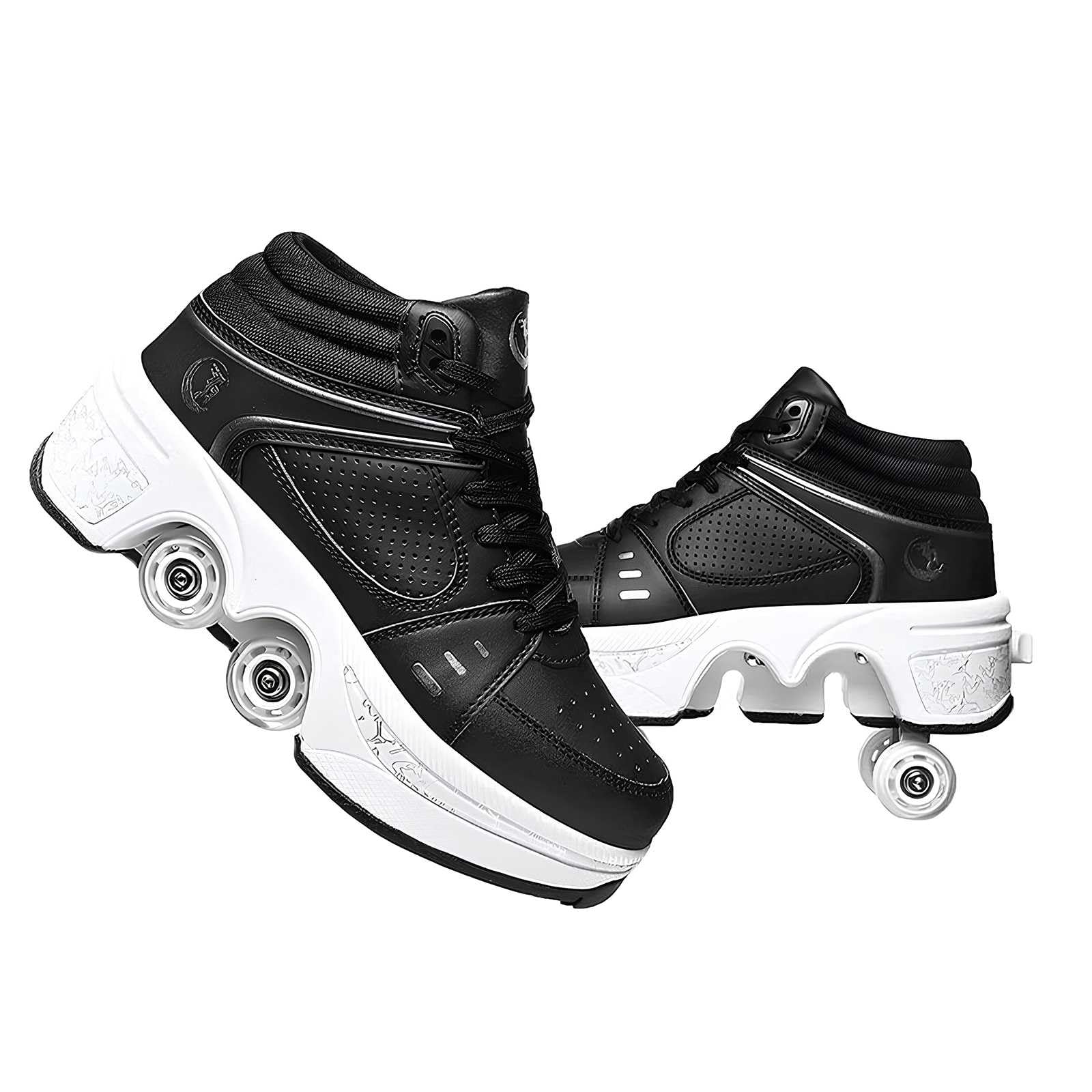 Outdoor Deformation Children's Roller Skate Shoes, Adjustable Four Rounds Rollerskates for Women, Invisible Automatic Retractable Pulley Roller Shoes for Adult Male Female Unisex