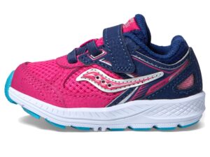 saucony cohesion 14 alternative closure jr sneaker, pink/navy, 10 us unisex little kid