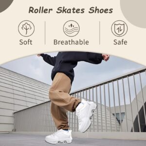 Deformation Roller Shoes Male and Female Skating Shoes Quad Roller Skates Kick Rollers Shoes Retractable Adults/Kids,Invisible Pulley Shoes Skates with Double-Row Outdoor Sneakers