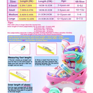 Rainbow Unicorn Kids Roller Skates for Girls Boys Toddler Ages 2-4,4-Pejiijar Adjustable Roller Shoes with Luminous Wheels for Birthday Xmas Gifts.