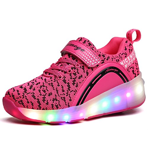 Nsasy Roller Shoes Girls Boys Wheels Sneakers Led Light up Sport shoes Roller Skates Best Gift