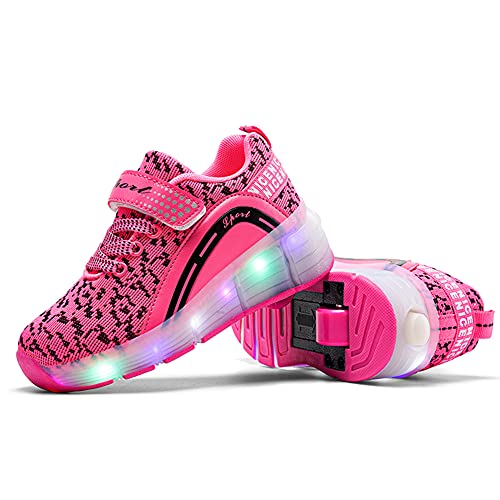 Nsasy Roller Shoes Girls Boys Wheels Sneakers Led Light up Sport shoes Roller Skates Best Gift