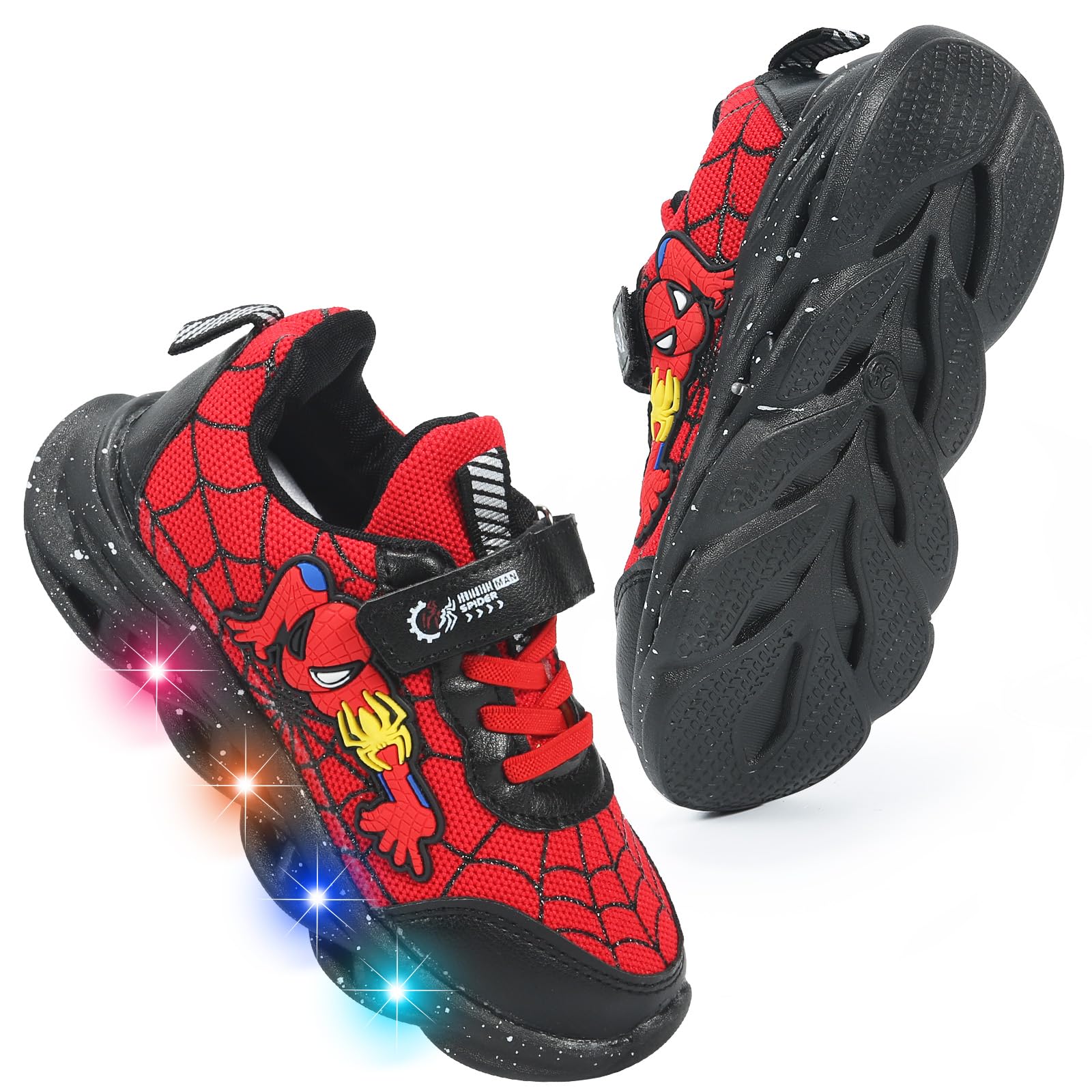 Cartoon LED Illuminated Sneakers for Outdoor Sports and Running with Breathable Design and Party Fun(Red,1)