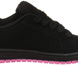 DC Unisex-Child Court Graffik Low Top Skate Shoe Sneaker, Black/Pink, 1 M M US Big Kid