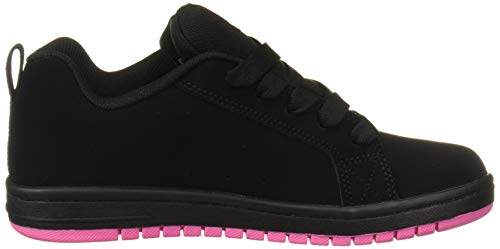 DC Unisex-Child Court Graffik Low Top Skate Shoe Sneaker, Black/Pink, 1 M M US Big Kid