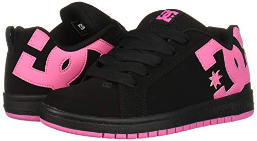 DC Unisex-Child Court Graffik Low Top Skate Shoe Sneaker, Black/Pink, 1 M M US Big Kid