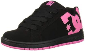 dc unisex-child court graffik low top skate shoe sneaker, black/pink, 1 m m us big kid