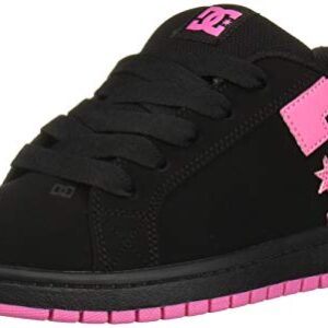 DC Unisex-Child Court Graffik Low Top Skate Shoe Sneaker, Black/Pink, 1 M M US Big Kid