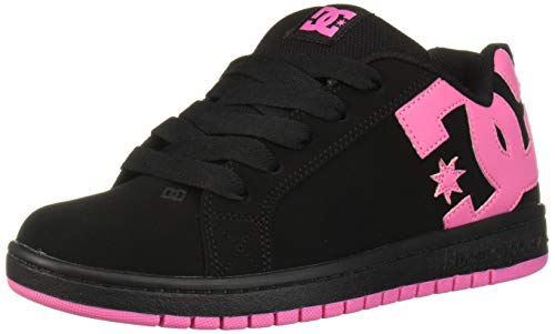 DC Unisex-Child Court Graffik Low Top Skate Shoe Sneaker, Black/Pink, 1 M M US Big Kid