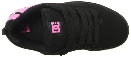 DC Unisex-Child Court Graffik Low Top Skate Shoe Sneaker, Black/Pink, 1 M M US Big Kid