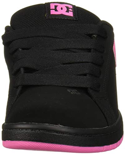 DC Unisex-Child Court Graffik Low Top Skate Shoe Sneaker, Black/Pink, 1 M M US Big Kid