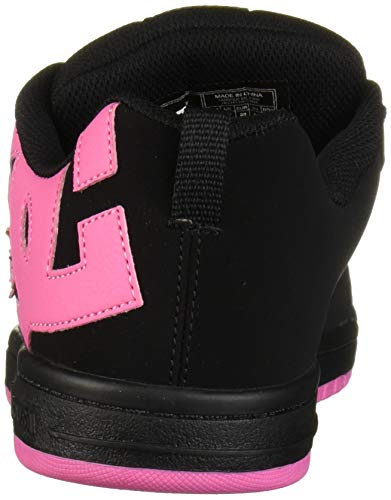 DC Unisex-Child Court Graffik Low Top Skate Shoe Sneaker, Black/Pink, 1 M M US Big Kid