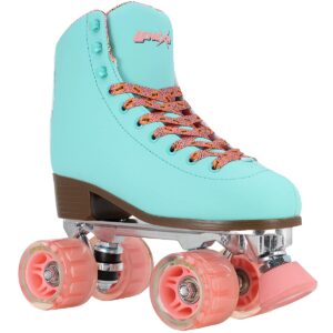 lenexa savanna roller skates for ladies - indoor/outdoor quad skates for women and girls (teal, ladies 9)