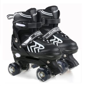 kids roller skates for boys and girls, women and men, 4 size adjustable adult kids roller skates outdoor indoor, patines para niñas niños with light up wheels large size